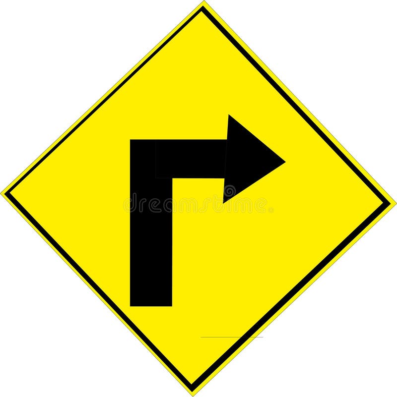 Sharp right turn sign stock illustration. Illustration of cartoon ...