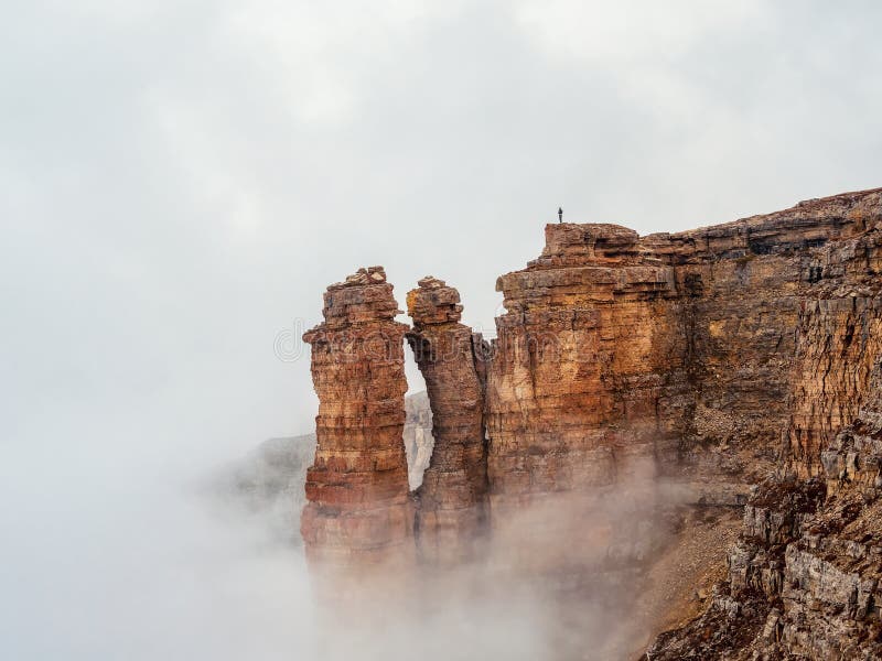Sharp Rocks in the Fog. Mountains in a Dense Fog Stock Image - Image of ...