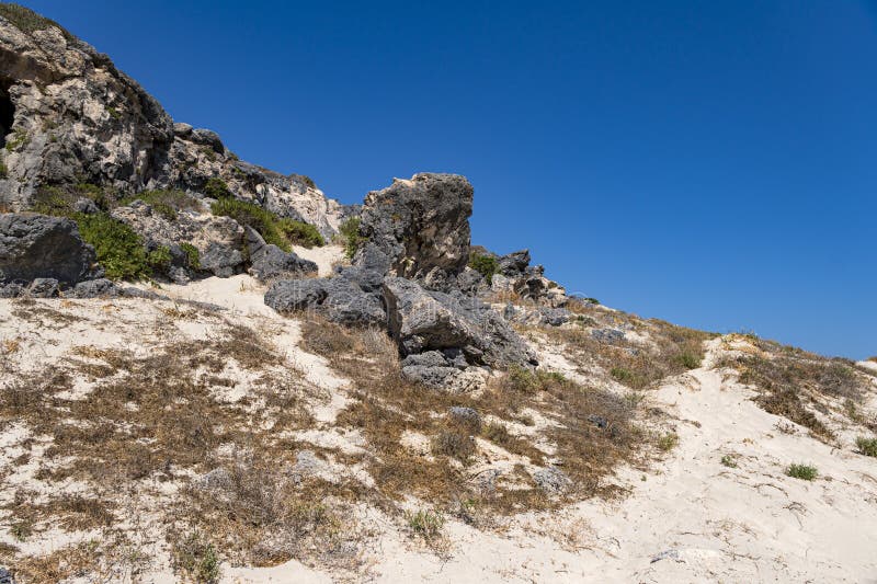 Sharp Rocks on a Sand Hill on the Greek Island of Crete Stock Image ...