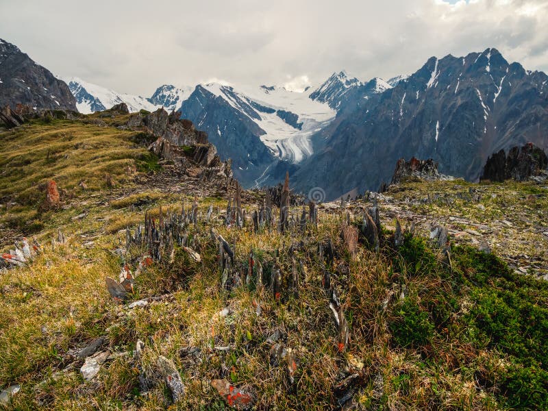 Sharp Rocks on the Slope. Background with a Stone Slope Against a ...