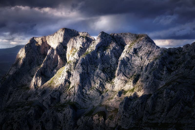 Sharp Rocky Mountains in Urkiola Stock Photo - Image of dark, basque ...