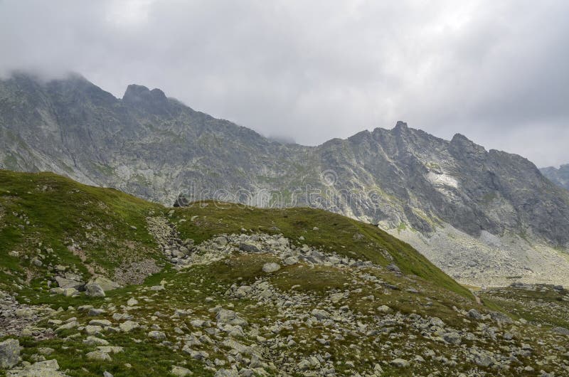 Sharp Rocky Peaks of Mountain Ranges Under Cloudy Sky in the High ...