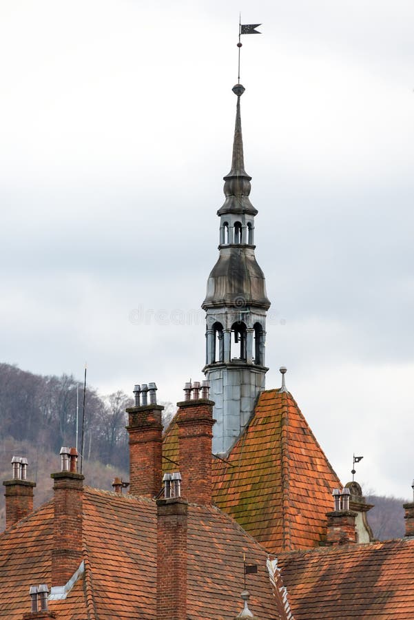 Sharp Roofs of Shenborn Castle, Ukraine Stock Image - Image of palace ...