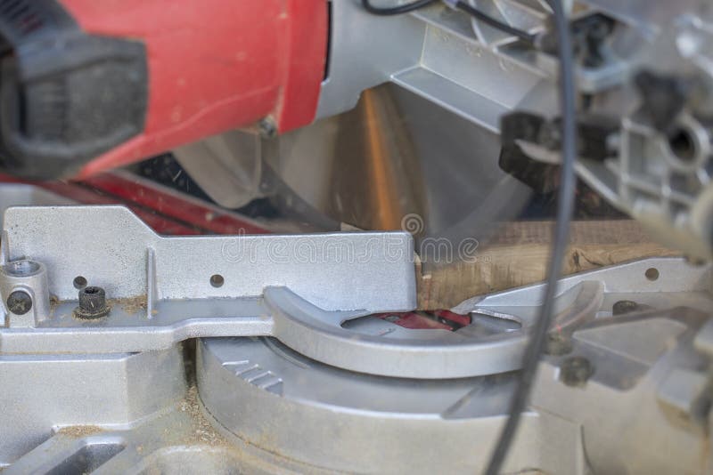 Sharp Rotating Circular Saw Blade Cuts the Oak Beam into Pieces Stock ...