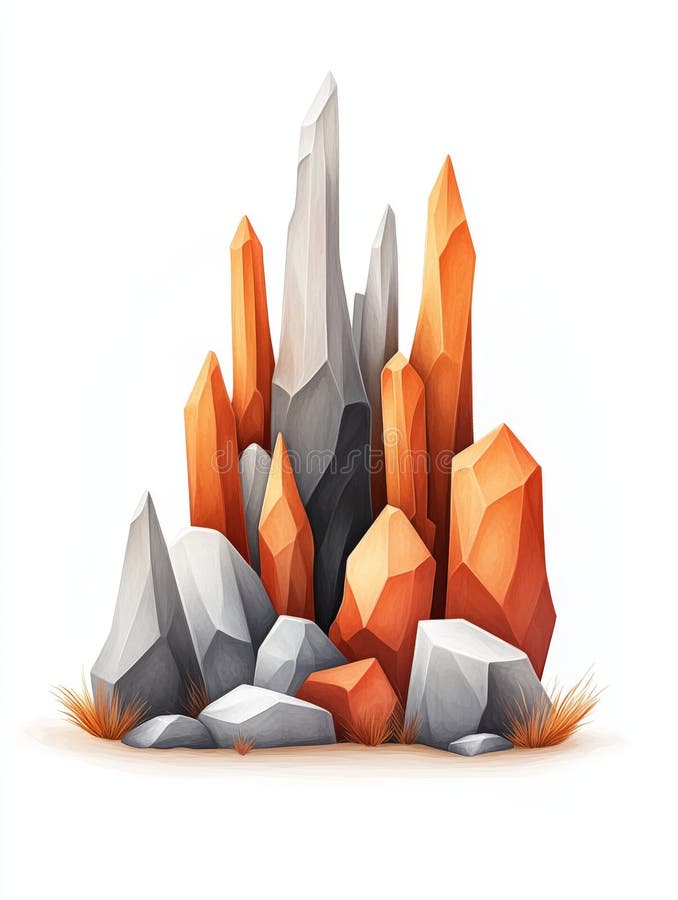 Sharp Rugged Orange Gray Crystal Like Rock Formations Emphasizing ...