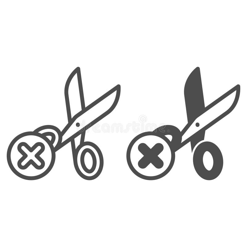 Sharp Scissors Ban Line and Solid Icon, Prohibited Items Concept ...