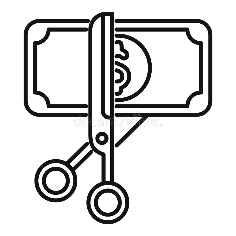 Scissors Cutting Dollar Bill in Half Depicting Budget Cuts Stock ...