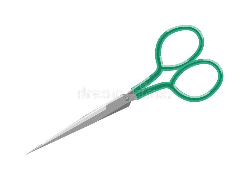 Sharp Scissors with Green Handle Isolated on White Stock Vector ...