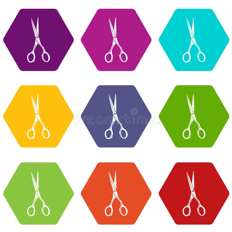 Sharp Scissors Icons Set 9 Vector Stock Vector - Illustration of handle ...