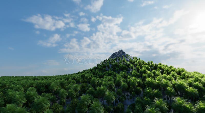 The Sharp-shaped Mountain is Surrounded by a Dense Forest of Lush Trees ...
