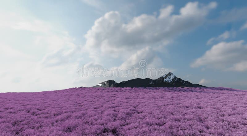 The Sharp-shaped Mountain is Surrounded by a Dense Pink Forest of Lush ...