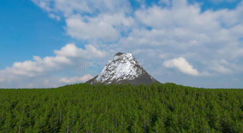 The Sharp-shaped Snow Mountain is Surrounded by a Dense Forest of Lush ...