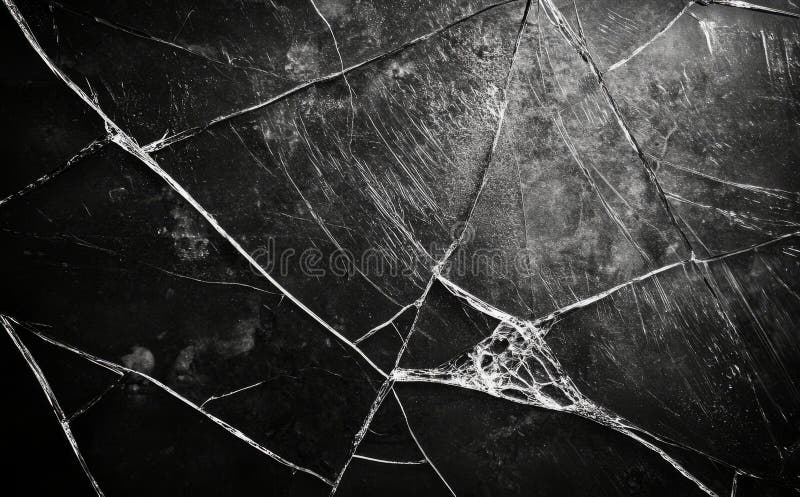 Sharp Shattered Edges and Broken Black Surface Texture with Fragmented ...