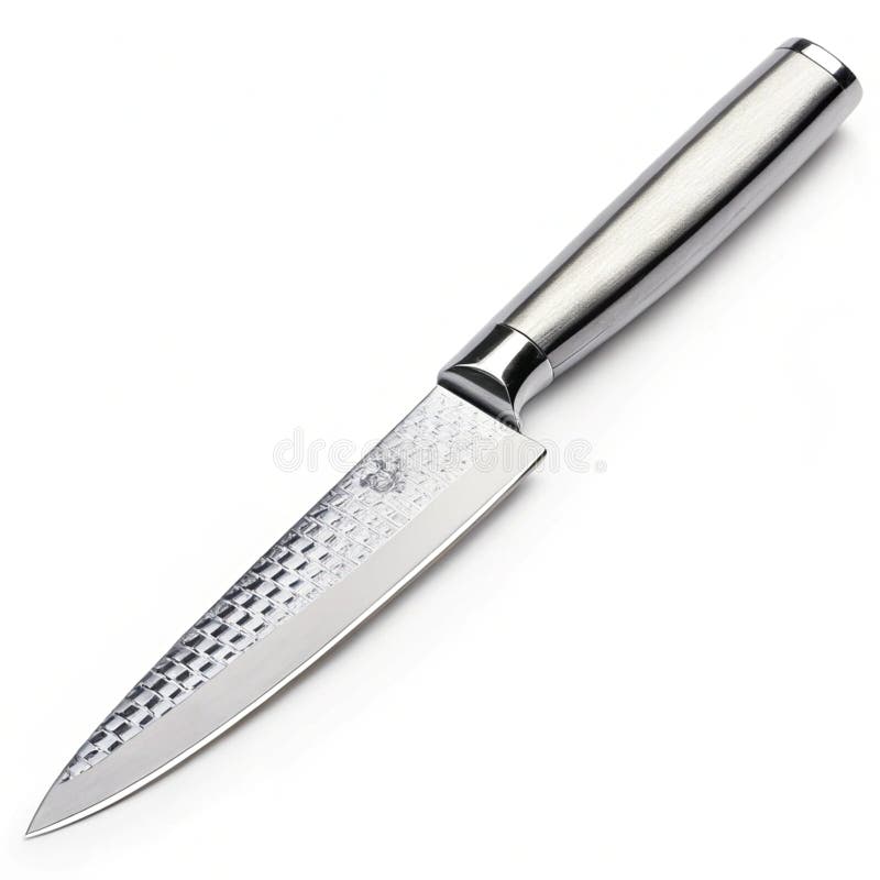 Shiny Kitchen Knife Isolated on White Background Stock Illustration ...
