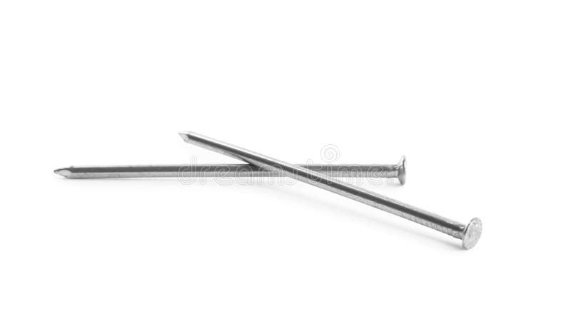 Sharp Shiny Metal Nails on White Background Stock Photo - Image of item ...