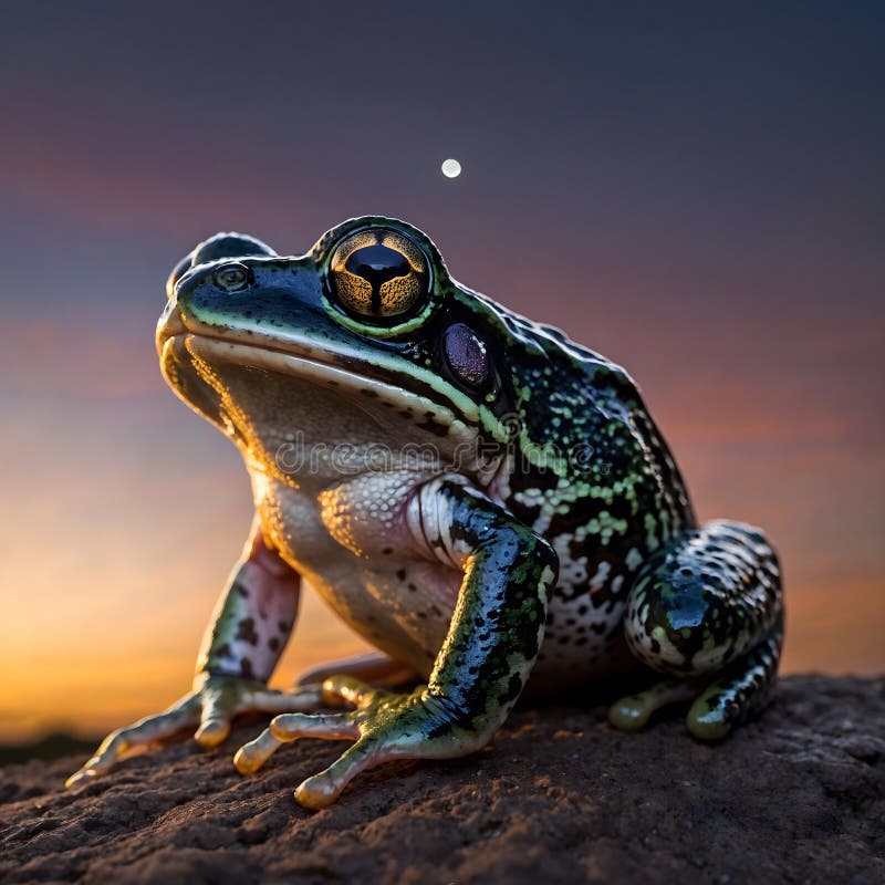 Sharp-Snouted Day Frog in the Rainforest at Dusk, Marking the Shift ...