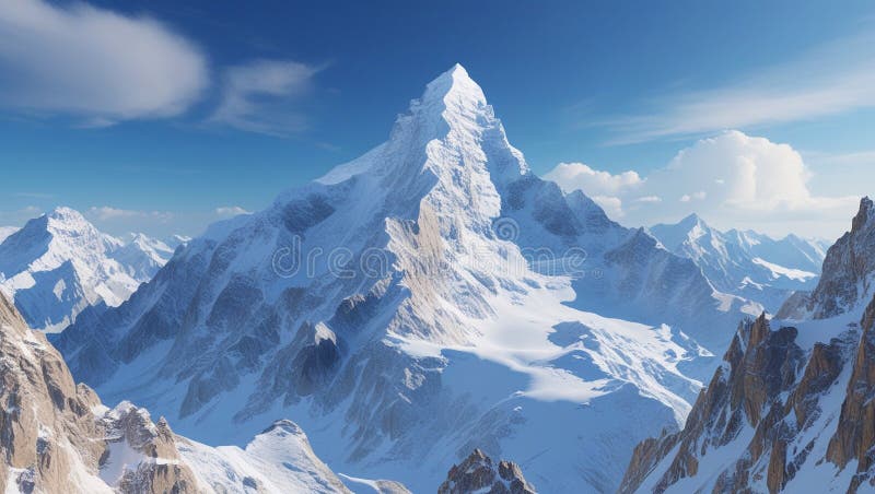 Sharp Snowy Summit Under Blue Sky Stock Photo - Image of blue, snow ...
