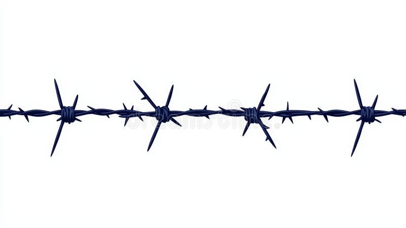 Sharp Spikes of Barbed Wire Against a Bright White Background for ...