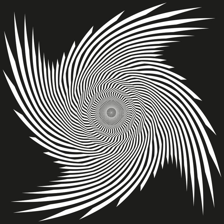 Sharp Spiral Illusion. Abstract Hypnotic Movement. Black White Contrast. Optical Distortion ...