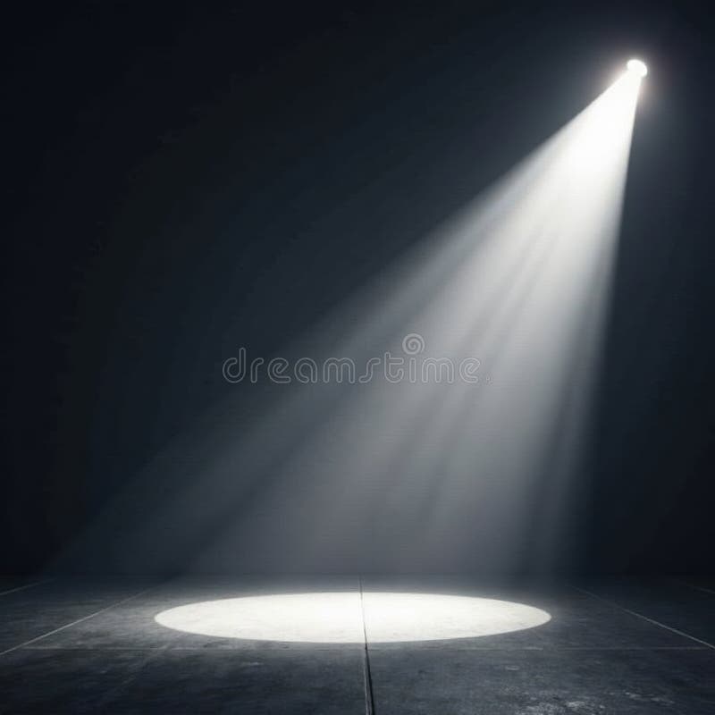Sharp Spotlight Beams Intersect on Bare Stage, Stark Contrast ...