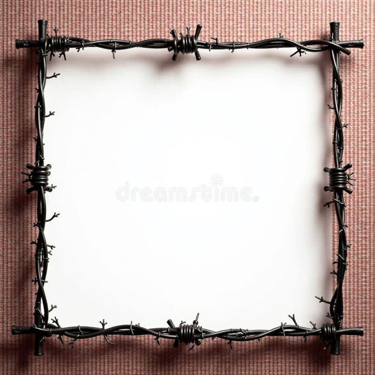 Sharp Square Frame of Barbed Wire, Isolated on White , Sharp, Edgy ...