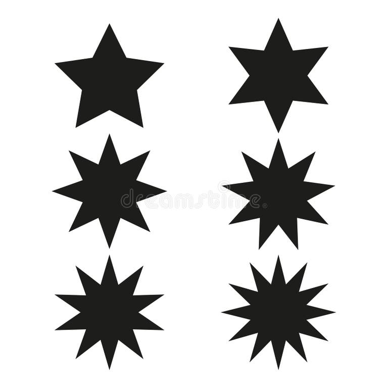 Sharp Star Symbols. Silhouette Shape Set. Vector Spiky Elements ...