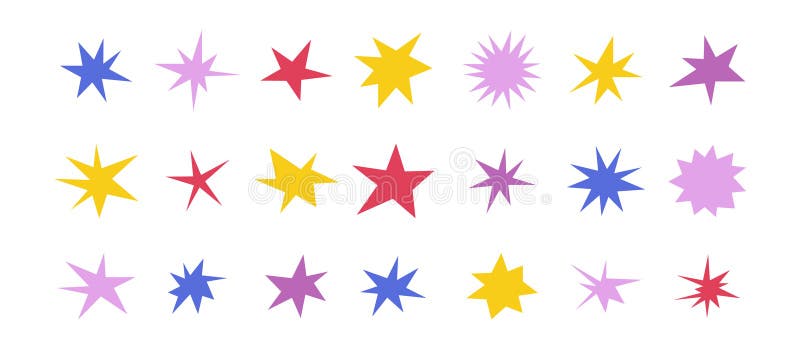 Sharp Stars Shapes Set. Bright Irregular Sparks, Colorful Twinkles ...
