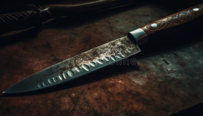 Sharp Steel Blade, Handle of Kitchen Knife Generated by AI Stock ...