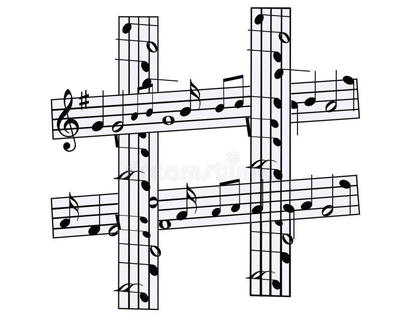 Sharp Symbol with Bars of Musical Notes Stock Illustration ...