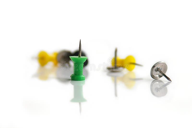 Hand Above Thumb Tacks - Drawing Pins Stock Image - Image of ouch, desk ...