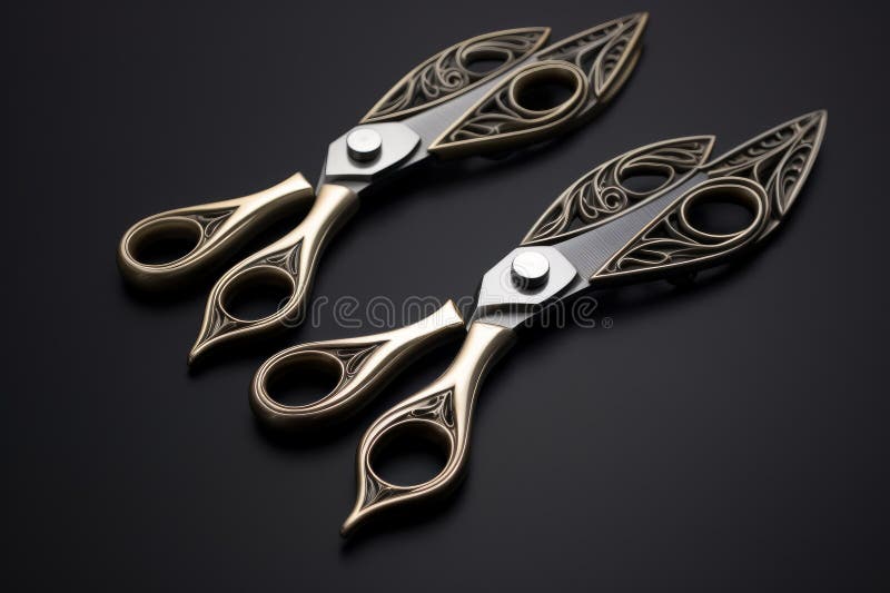 Sharp Three Professional Metal Scissors with Black Handle. Generate Ai ...