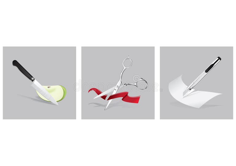 Sharp Tools Cutting Things. Vector Illustration Decorative Design Stock ...