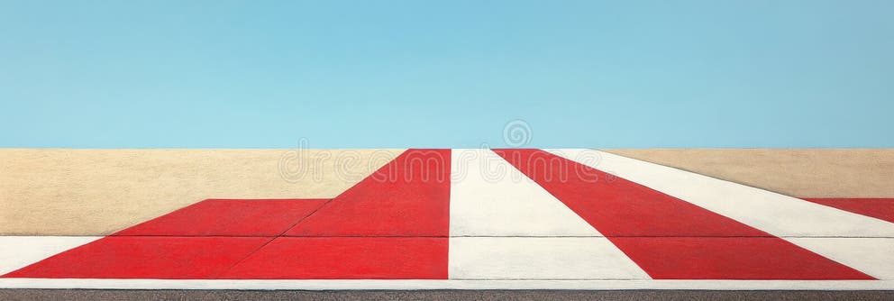 In a Sharp Turn, a Racetrack with Red and White Lines. Stock Image ...