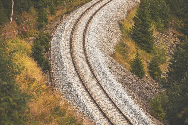 The Sharp Turn of the Railway Stock Photo - Image of sleepers, mountain ...