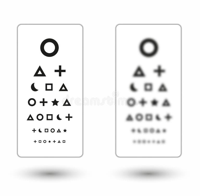 Sharp and Unsharp Snellen Chart with Symbols for Children Stock Vector ...