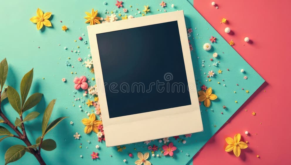 Sharp, Vibrant Polaroid Frame with a Bold, Colorful Border , Sharp ...