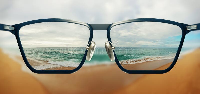 Sharp View through Corrective Eyeglasses Stock Image - Image of look ...