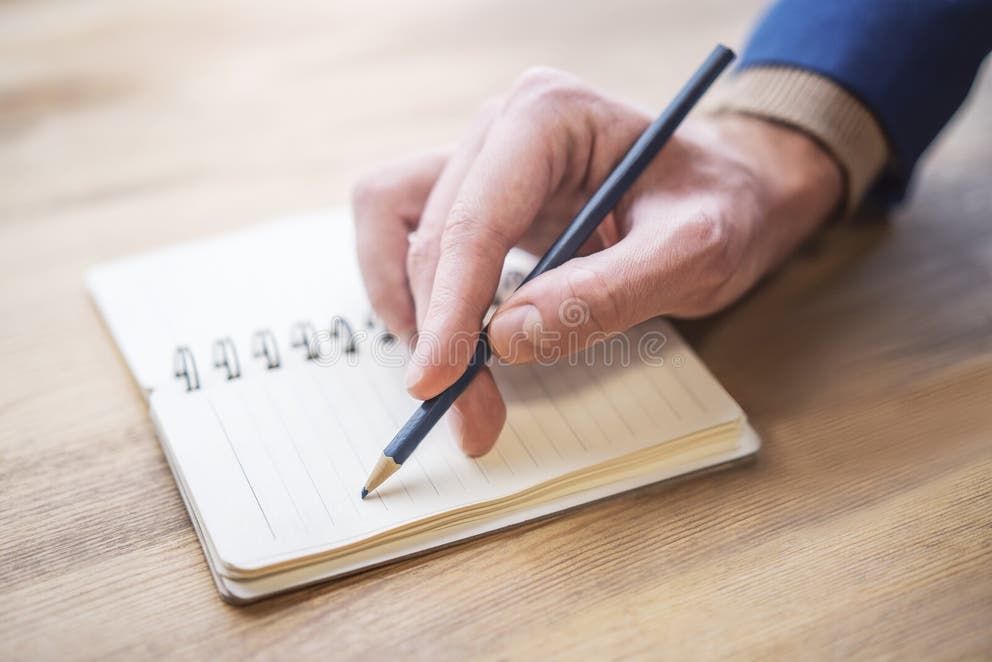 Sharp View of a Man S Hand Transcribing in a Notepad Stock Image - Image of author, notepad ...