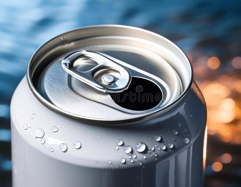 Sharp and Vivid Water Motion Framing a White Soda Can Stock ...