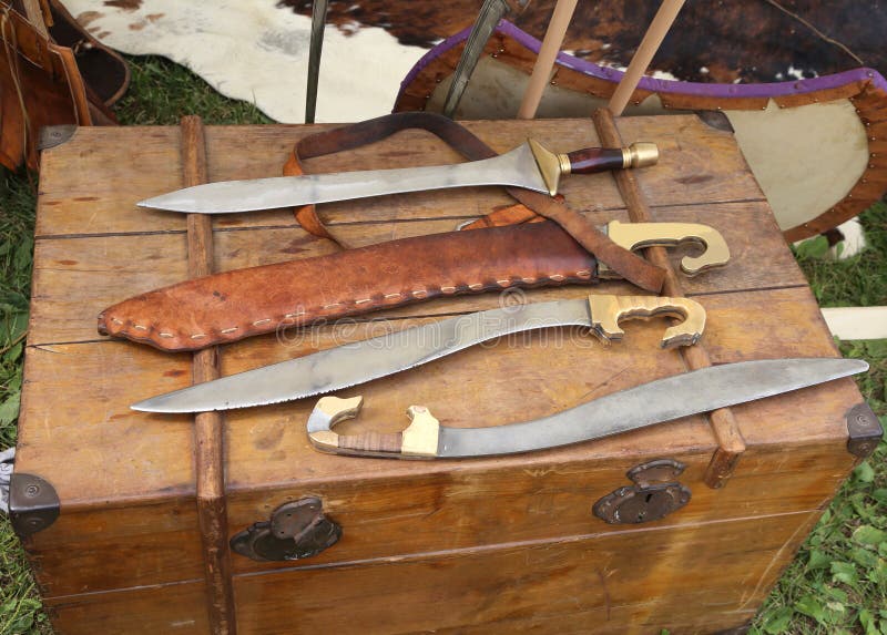 Sharp Weapons Knives Swords Medieval or Roman Stock Photo - Image of ...