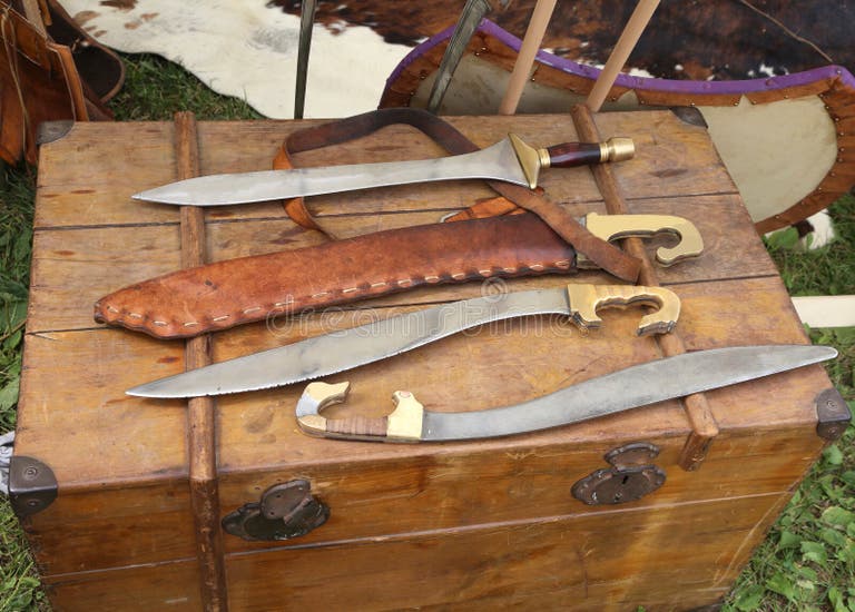 Sharp Weapons Knives Swords Medieval or Roman Stock Photo - Image of ...