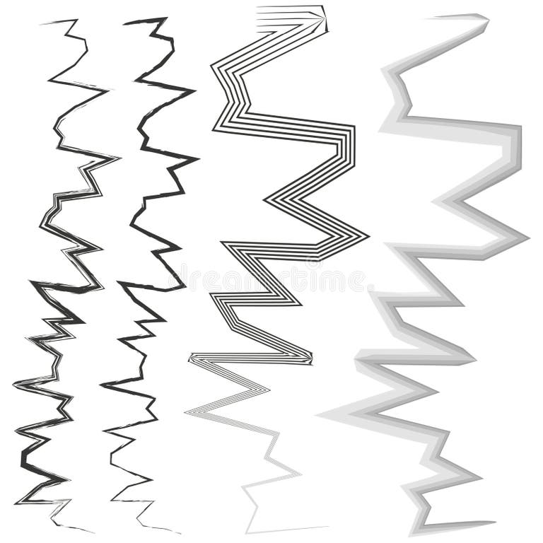 Sharp Zigzag Lines. Lightning Shaped Figure. Wavy Abstract Path. Vector ...