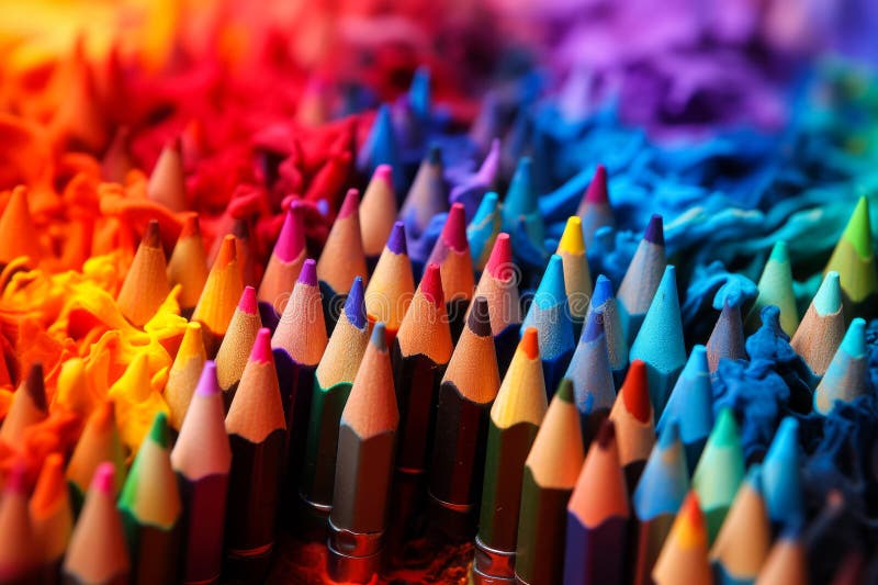 Sharpened Colored Pencils Standing Vertically Up Stock Image - Image of ...