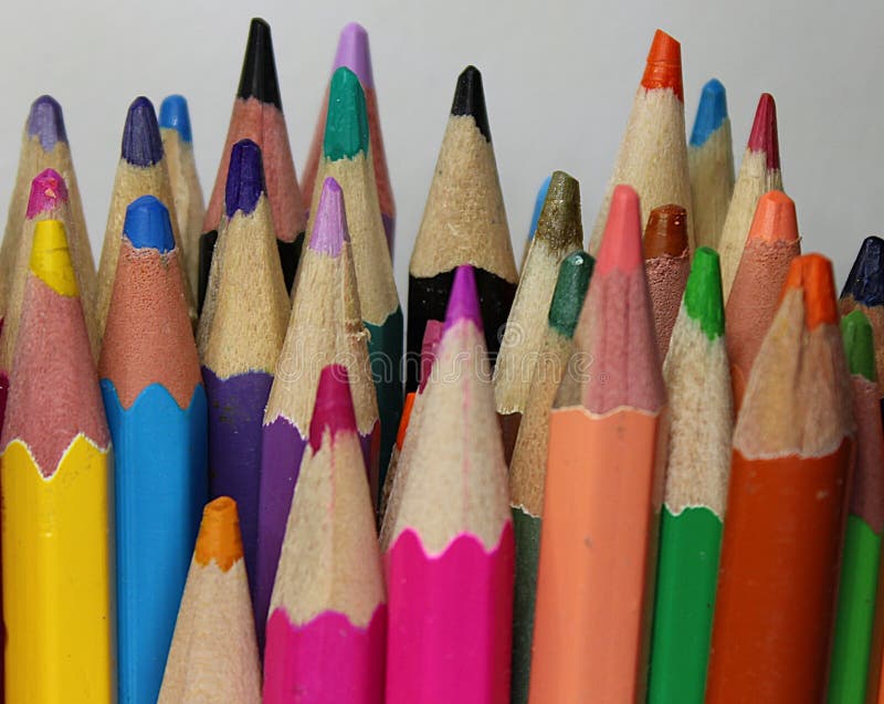 Sharpened Colouring Pencils in a Range of Focal Sharpness Stock Image ...