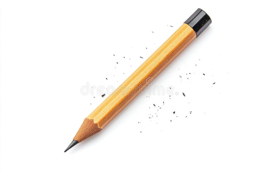 Sharpened Pencil Lying on White Surface with Graphite Dust Particles ...