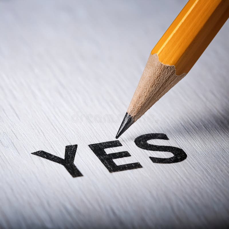 Pencil Drawing Yes on Metal Surface in Close-up Stock Illustration ...