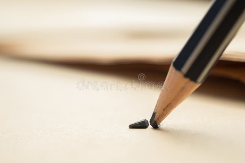 Sharpened Pencil Over Blank Old Sheet Paper Broken T Stock Photos ...