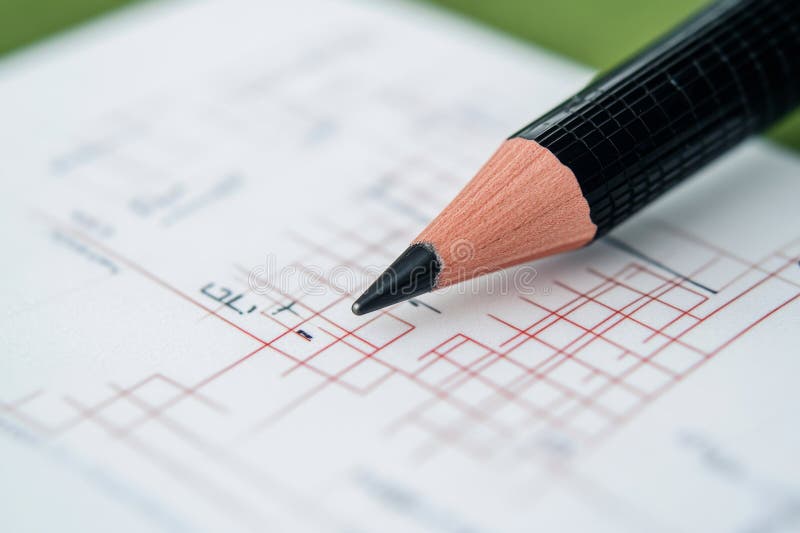 A Sharpened Pencil Poised Over a Grid Paper Layout. Creativity Meets ...