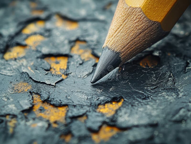 Sharpened Pencil Tip Close Up, Graphite Texture Macro Shot Extreme ...
