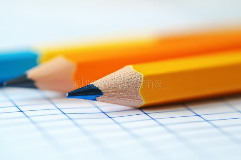 Sharpened Pencils Resting on Graph Paper Ready for Creative Work Stock ...